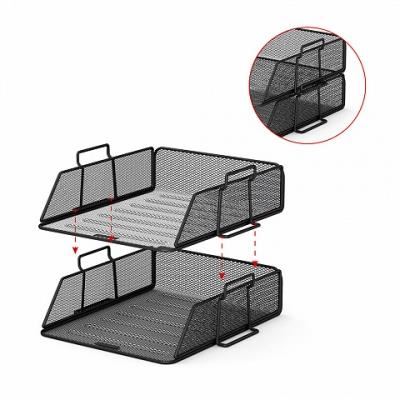 Tavita birou orizontala suprapozabila din metal (mesh) neagra 340 x 275 ...